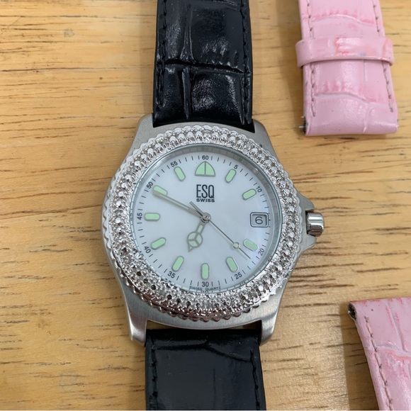 ESQ Movado | Accessories | Esq Swiss Watch Diamond Bezel Mother Of ...